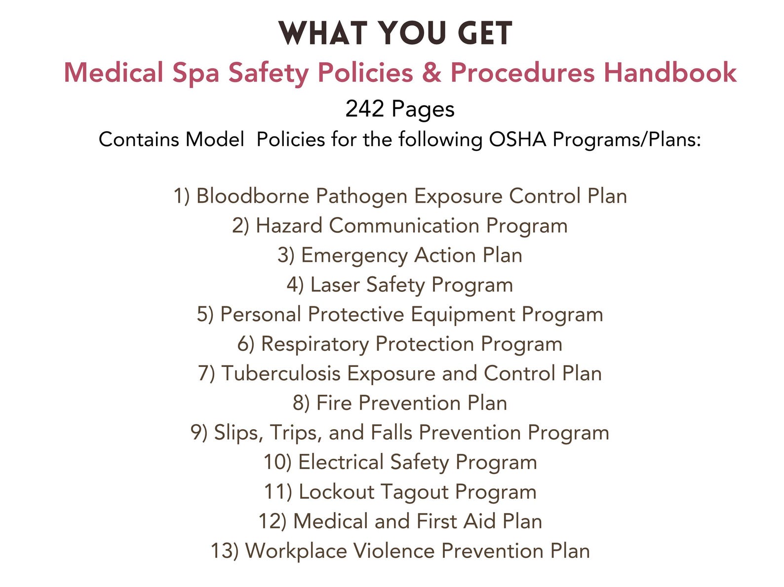 Medical Spa Safety Policies and Procedures Manual Med Spa Safety Sops ...