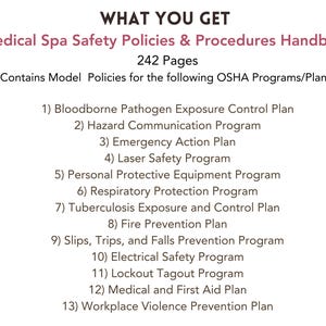 Medical Spa Safety Policies and Procedures Manual Med Spa Safety Sops ...