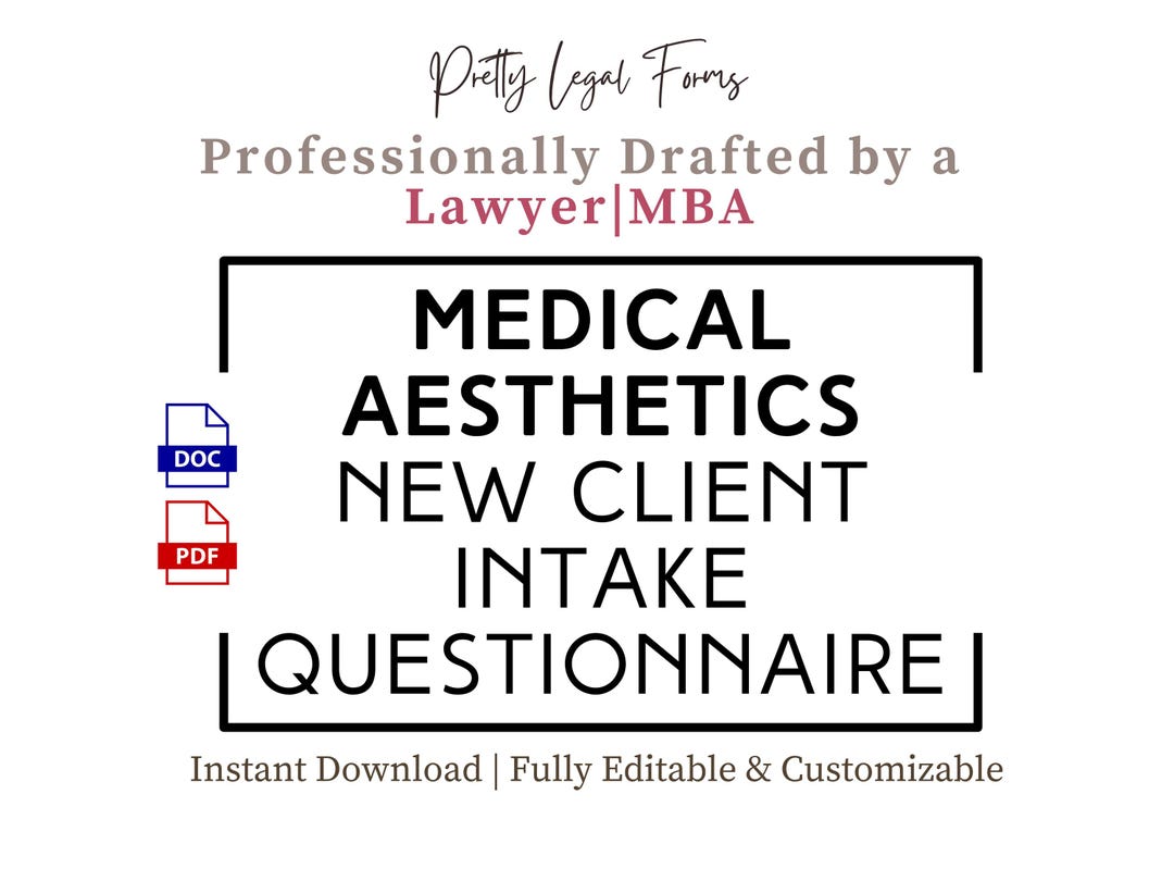 Aesthetics Intake Questionnaire Med Spa New Patient Forms Esthetician ...