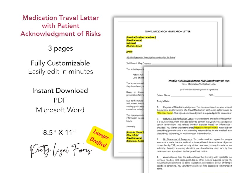 Travel Medication Verification Letter Template & Patient Risk ...
