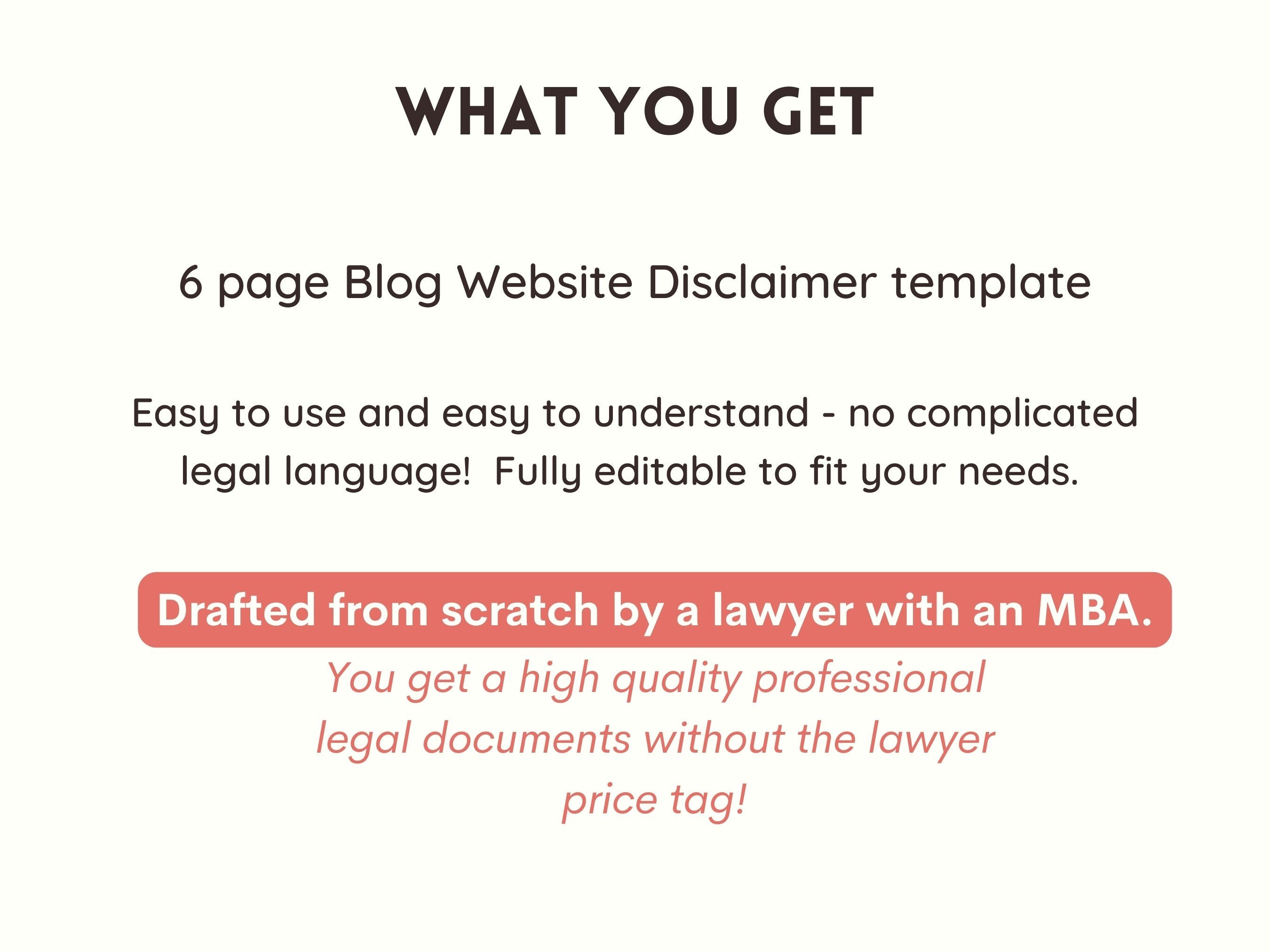 Blog Disclaimer Template, Disclaimer for Blogger Website, Blog ...