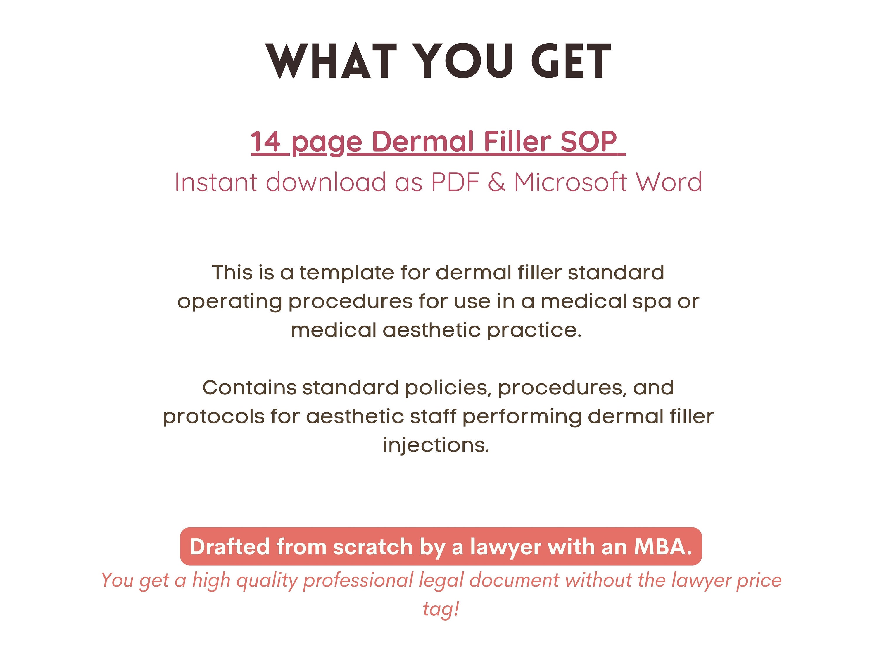 Dermal Filler SOP, Med Spa Protocol, Medical Spa Policy Standard ...
