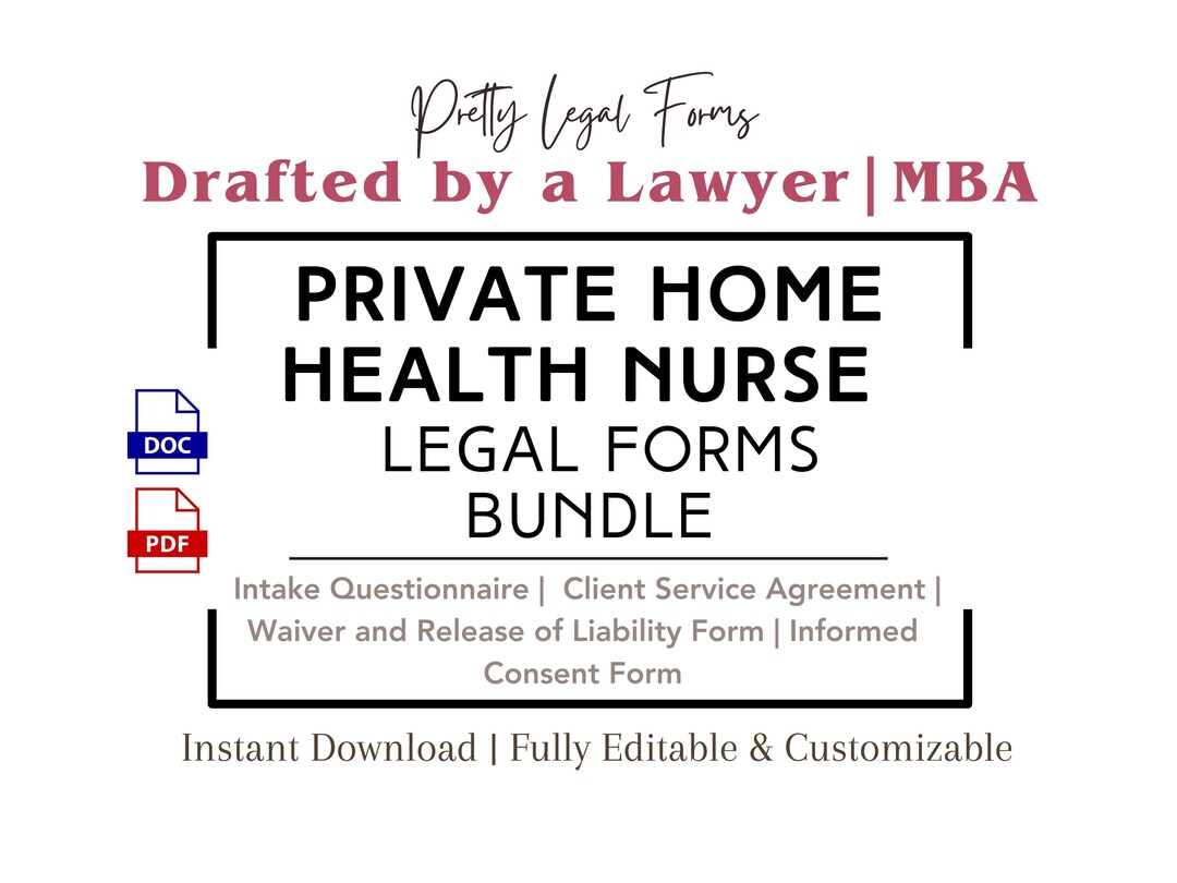 Private Nurse Home Health Legal Forms Bundle RN Contract Home ...