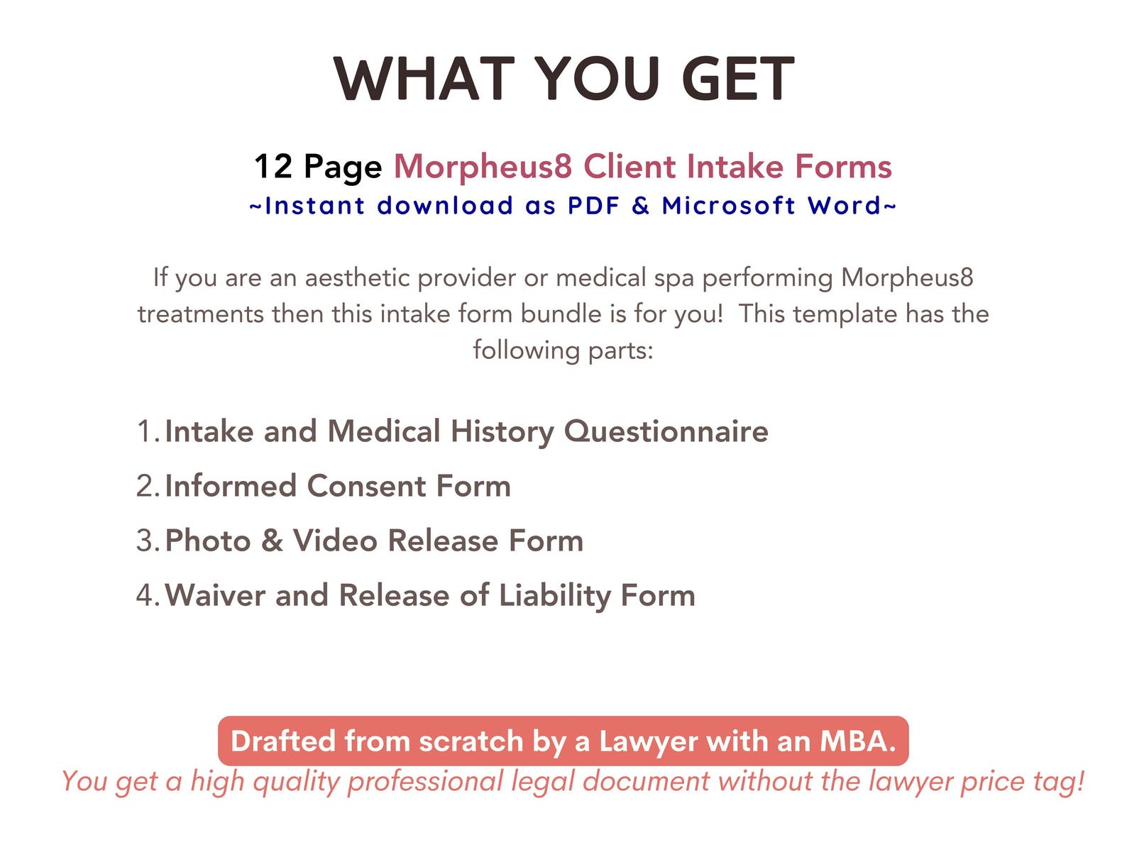 Morpheus8 Client Intake Forms Bundle Morpheus Waiver RF Microneedling Informed Consent Med Spa ...
