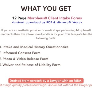 Morpheus8 Client Intake Forms Bundle Morpheus Waiver RF Microneedling Informed Consent Med Spa ...