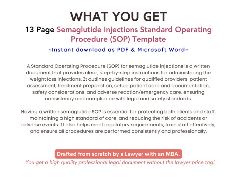 Semaglutide SOP Weight Loss Injections GLP-1 Semaglutide Protocol ...