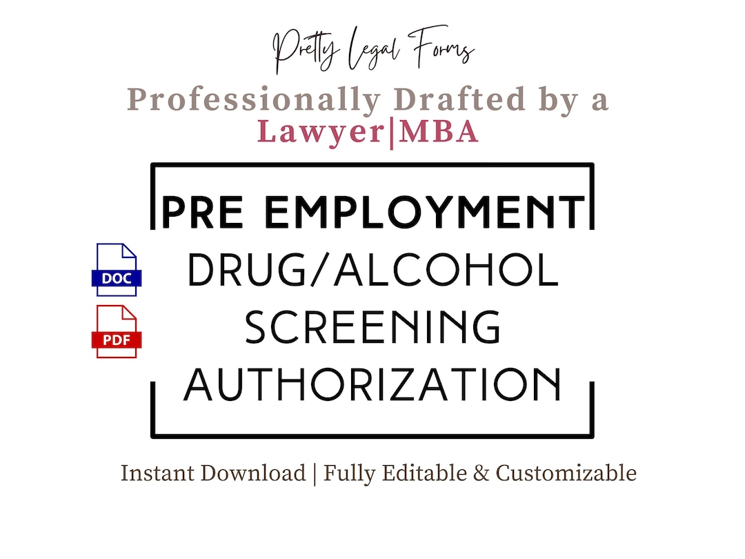 Pre Employment Drug Screening Form Employee Alcohol and Drug Testing ...