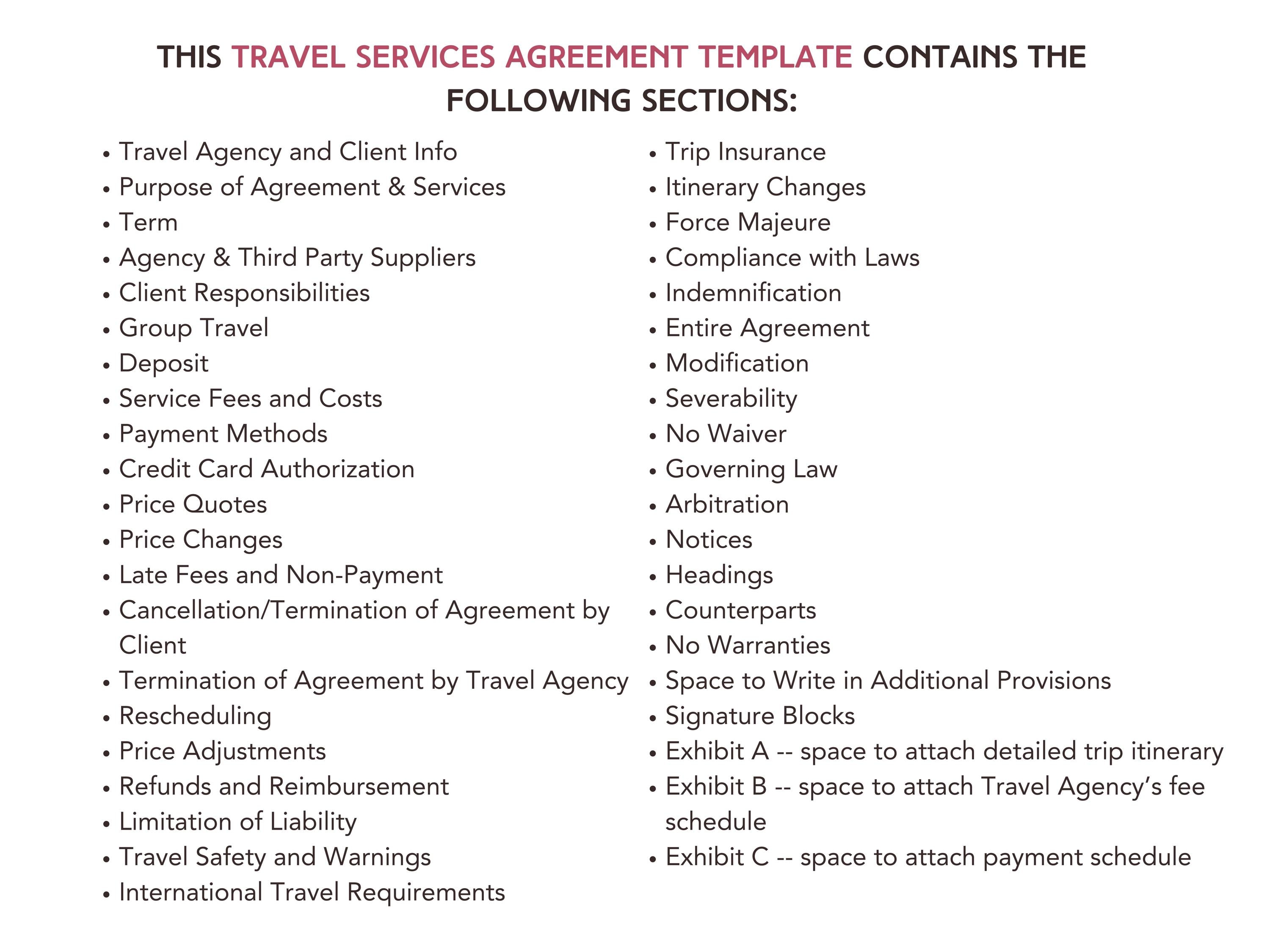Travel Services Agreement Travel Agency Terms and Conditions Travel ...