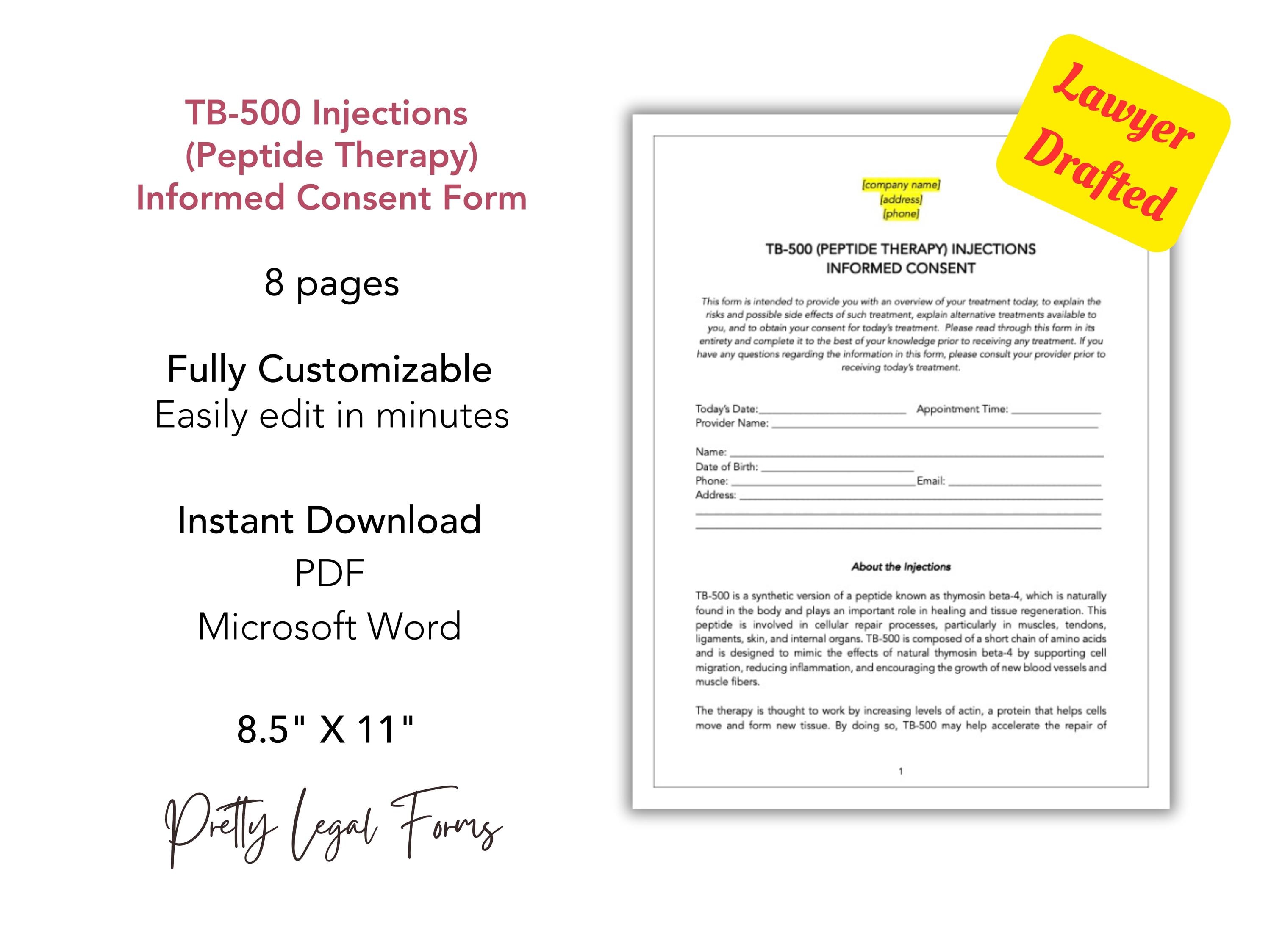 TB-500 Consent Form Peptide Therapy Informed Consent Template TB 500 ...