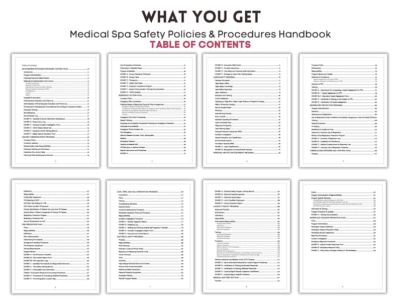 Medical Spa Safety Policies and Procedures Manual Med Spa Safety Sops ...