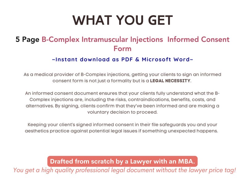 B-complex IM Injection Consent Form Vitamin B Complex Shots Informed ...