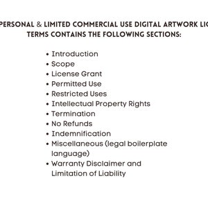 Limited Commercial Use Digital Download License Terms Template and ...