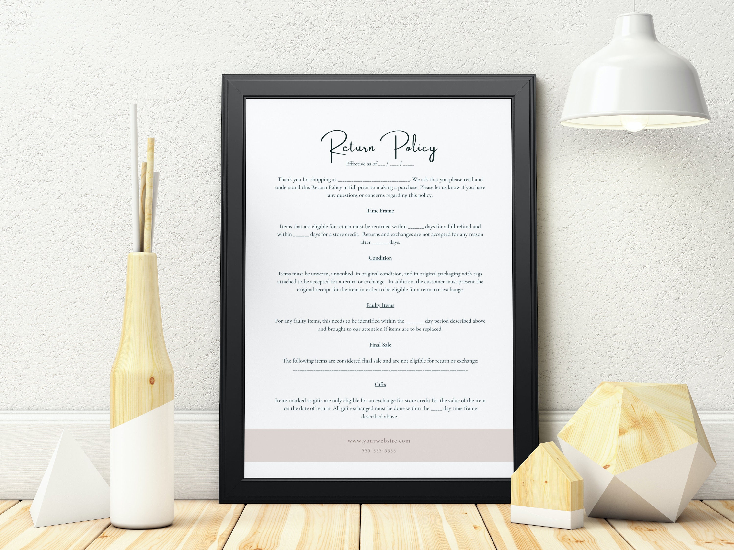 Return Policy Shop Sign CANVA Template, Boutique Return Policy Sign ...