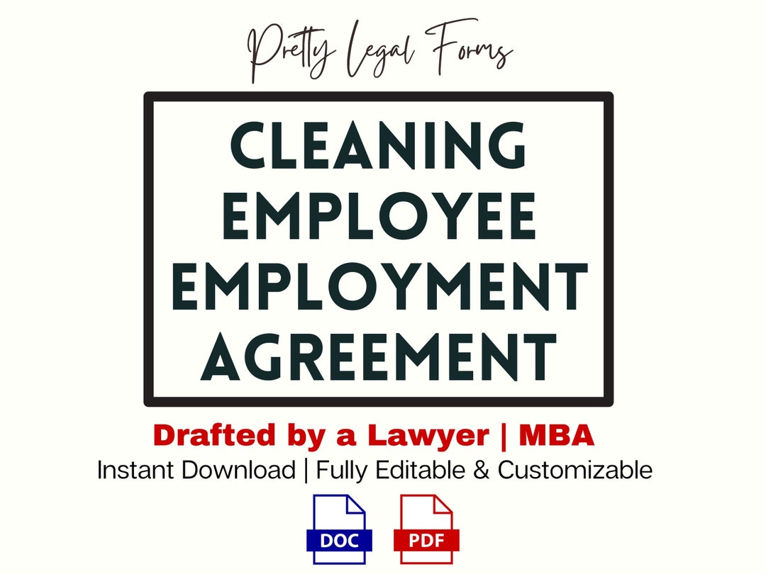 Cleaning Employee Contract, Cleaner Employment Agreement, Cleaning ...