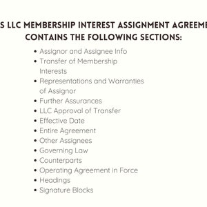 LLC Membership Transfer Form, LLC Membership Assignment, LLC Share ...