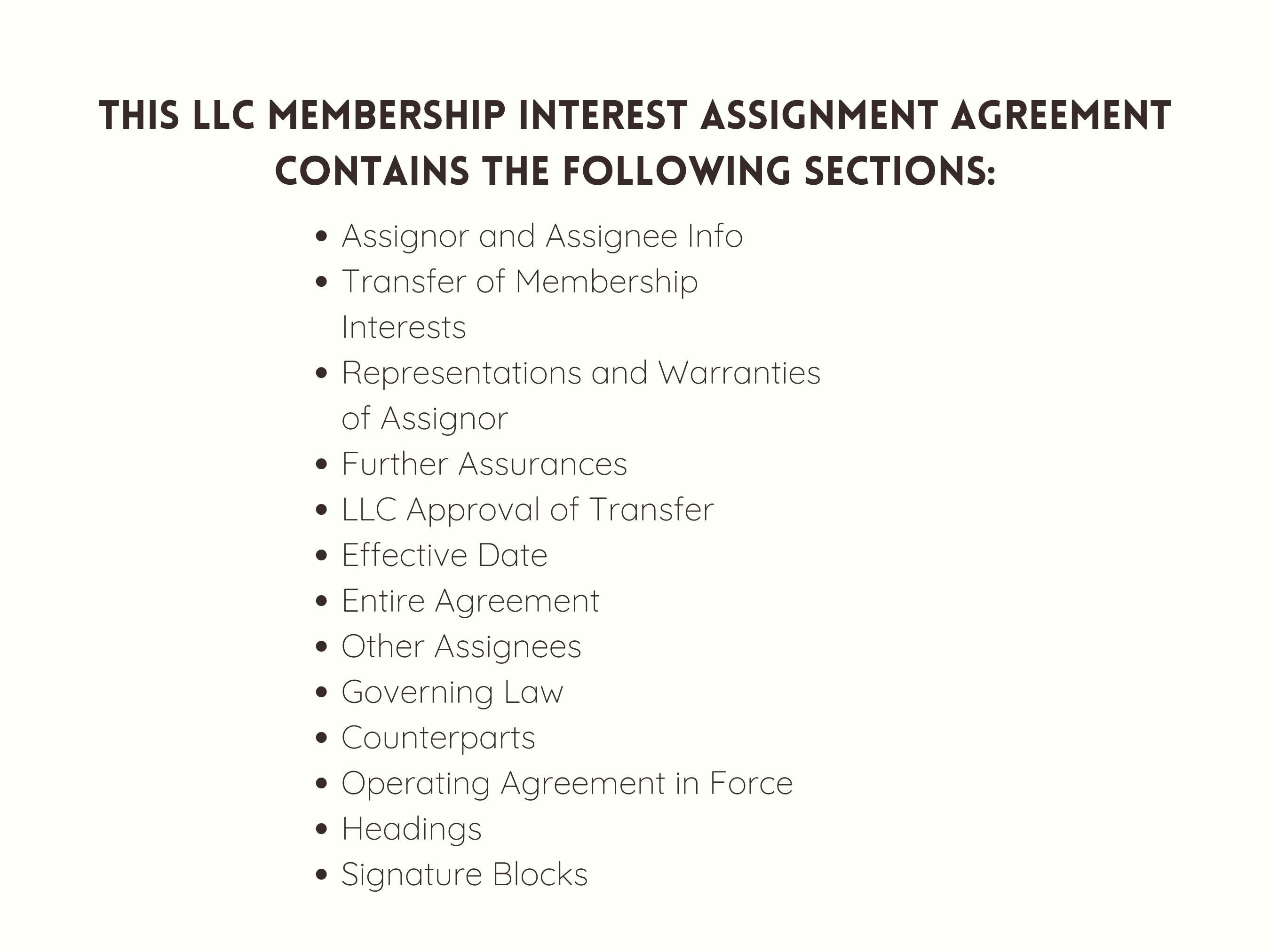 LLC Membership Transfer Form, LLC Membership Assignment, LLC Share ...