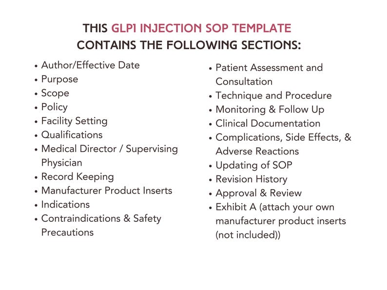 GLP-1 Injections SOP Template | Weight Loss Shots Policy | Medical Spa ...