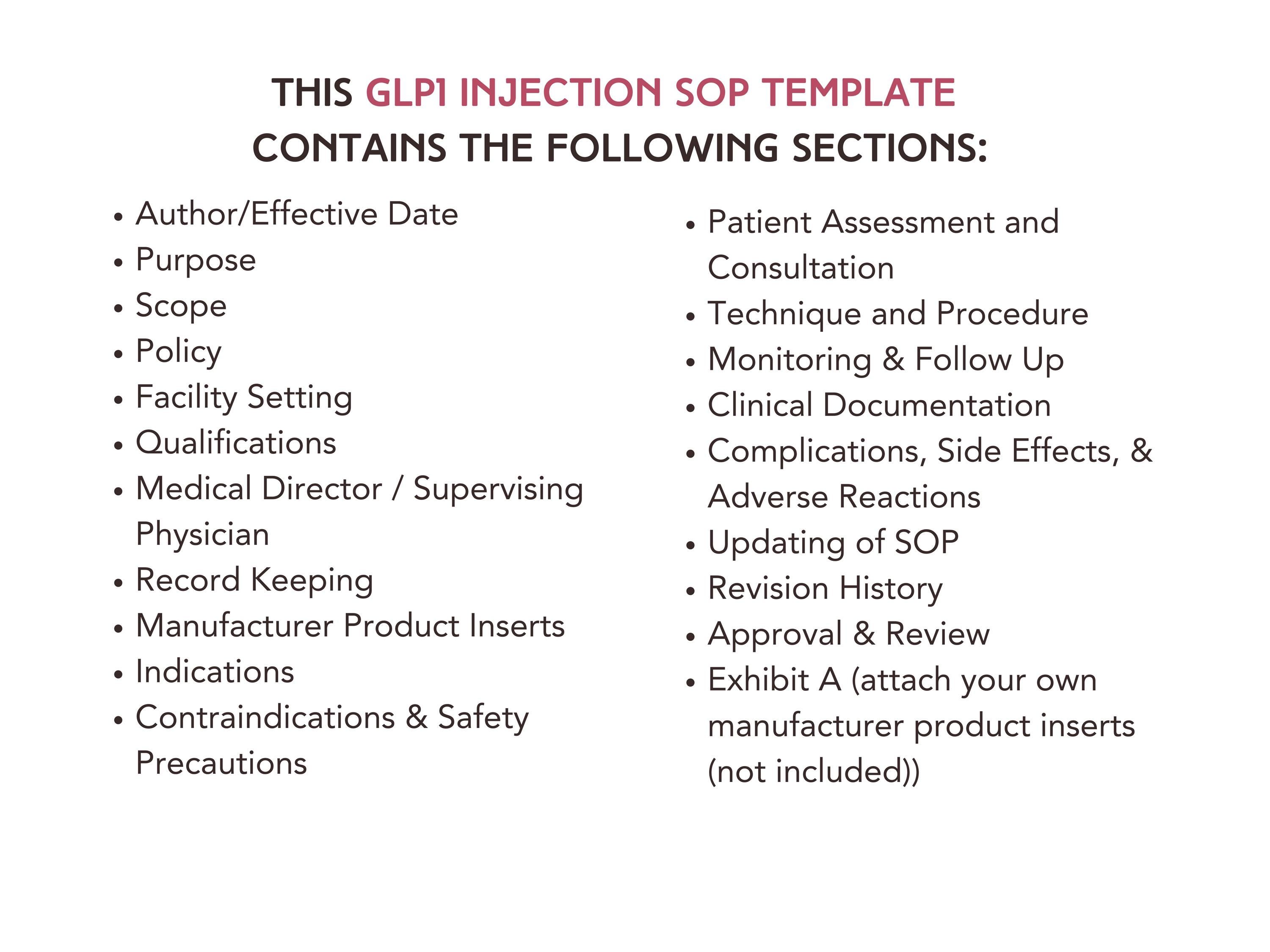 GLP-1 Injections SOP Template | Weight Loss Shots Policy | Medical Spa ...