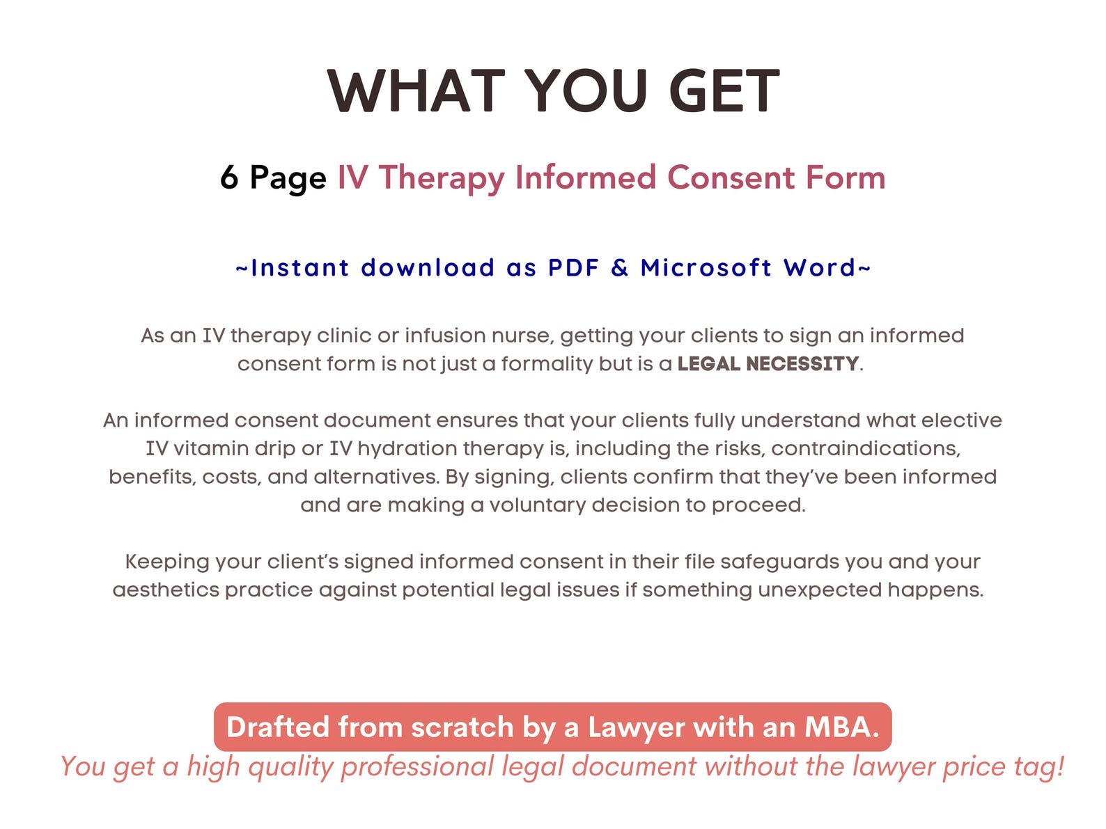 IV Therapy Informed Consent Form IV Hydration Consent Template ...