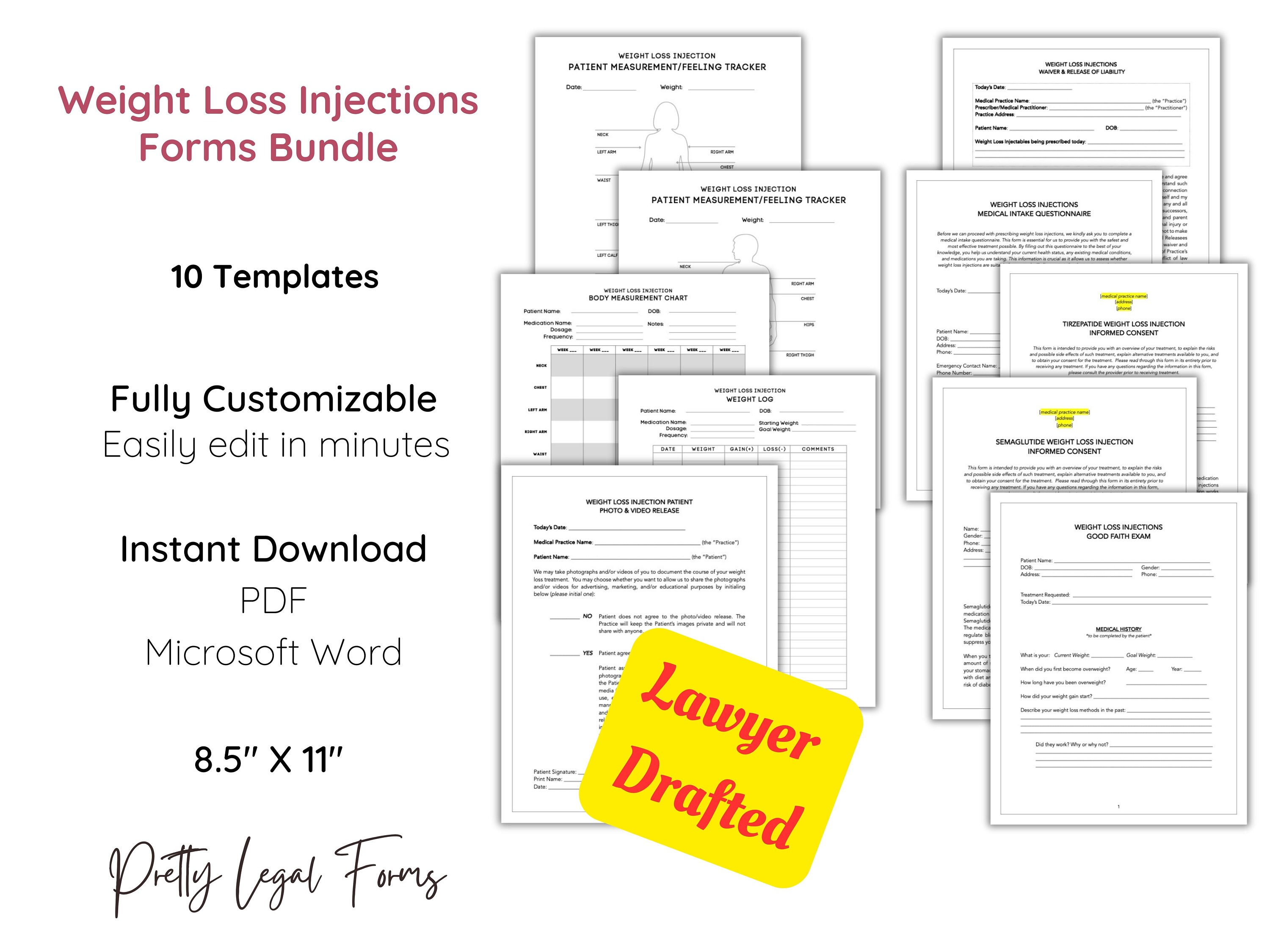 Weight Loss Injections Forms Bundle Semaglutide Templates Fat Loss ...