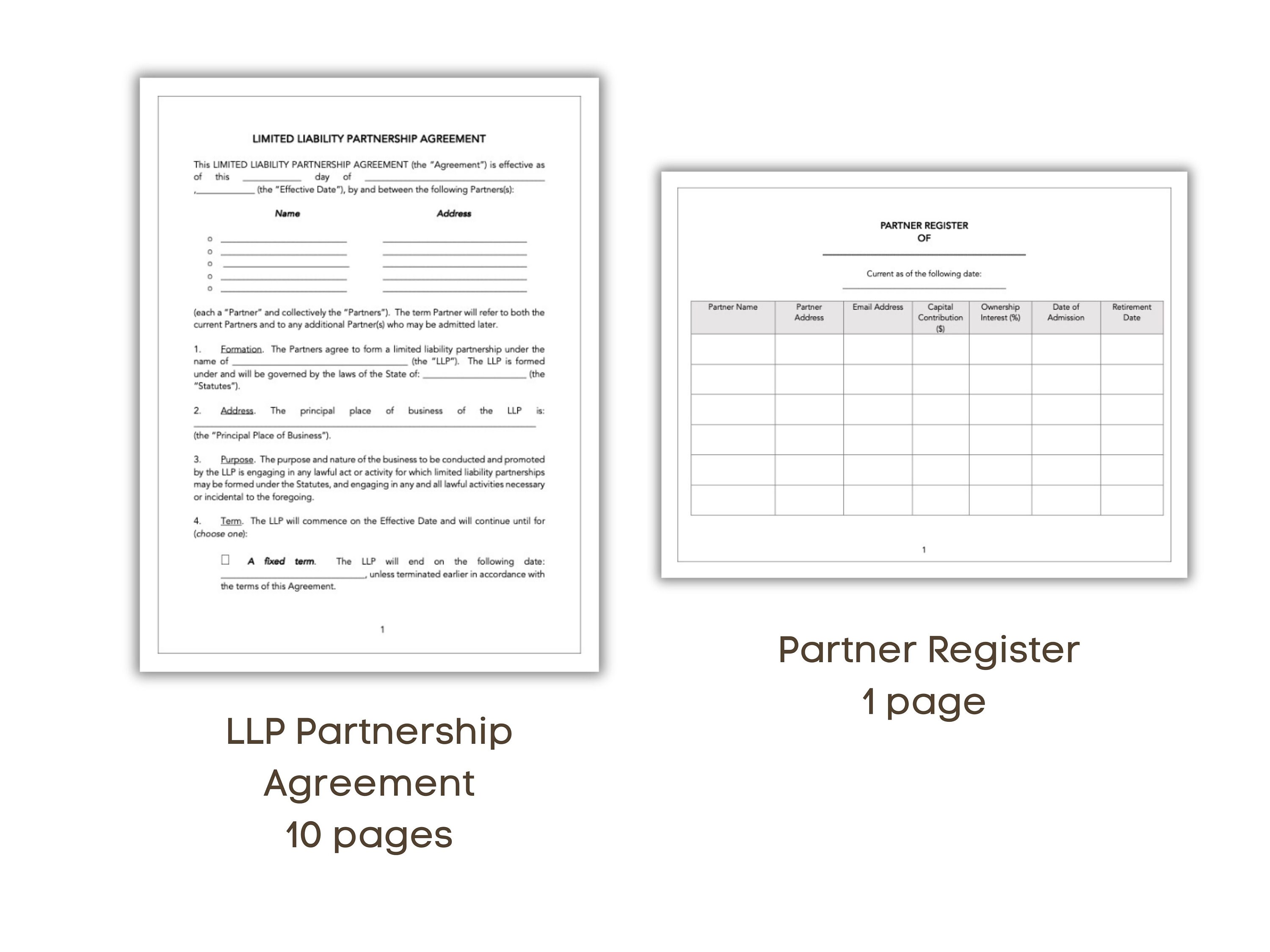 LLP Bundle, Limited Liability Partnership Agreement, Partnership ...