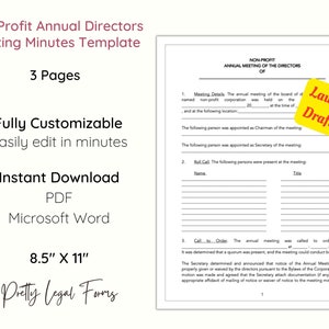 Non Profit Annual Meeting Minutes Template, Non-profit Directors Annual ...