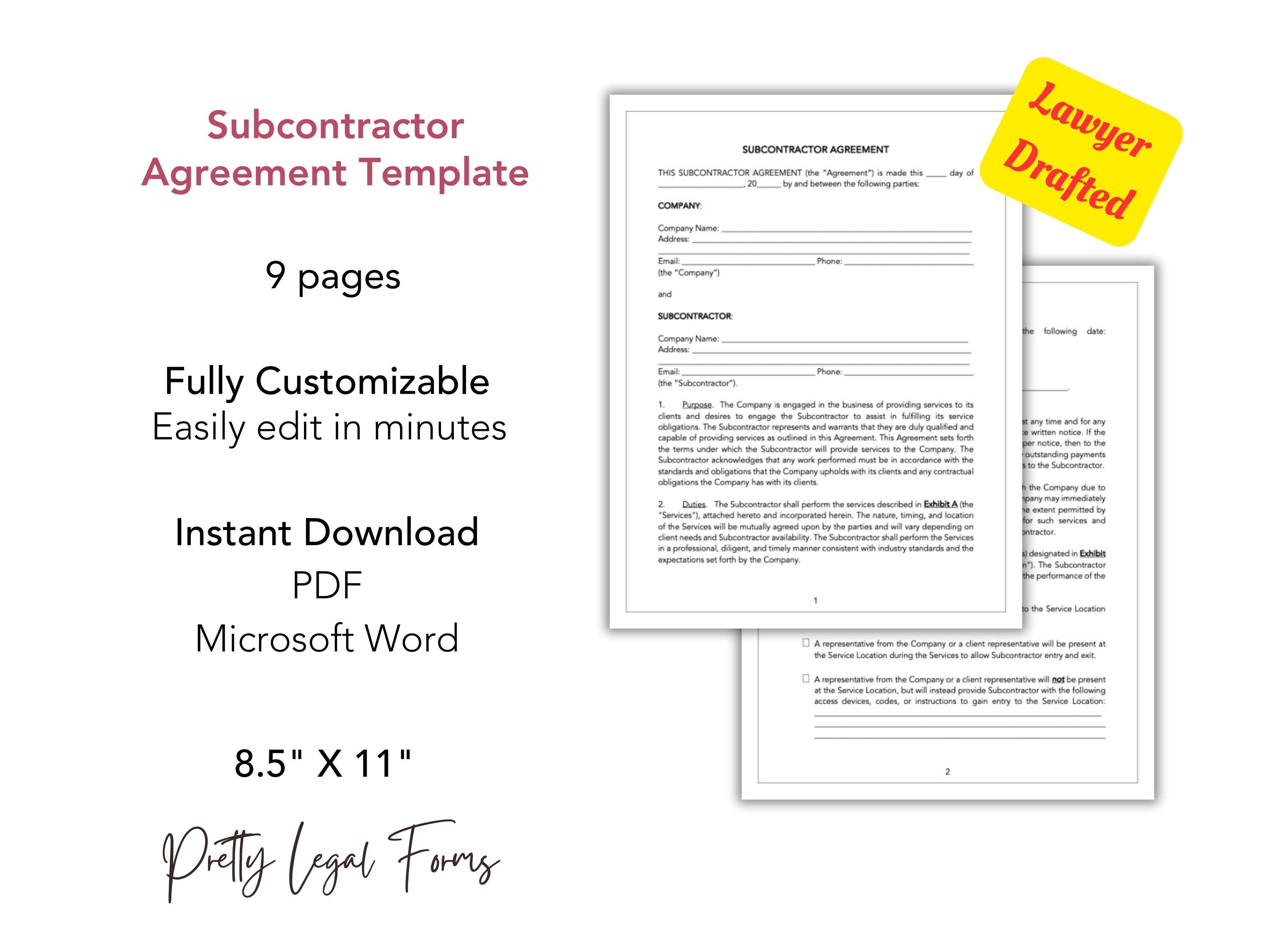 Subcontractor Agreement Independent Contractor Contract Template 1099 ...