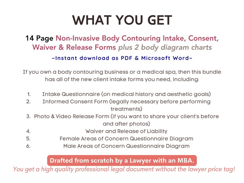 Body Contouring Intake Forms Bundle Body Sculpting Consent Waiver and ...