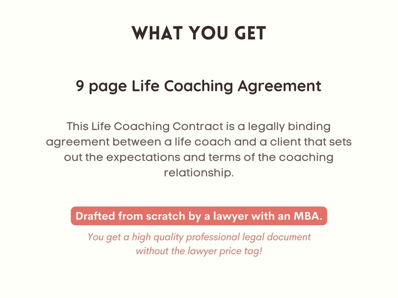 Life Coach Contract, Life Coaching Agreement, Coaching Contract ...