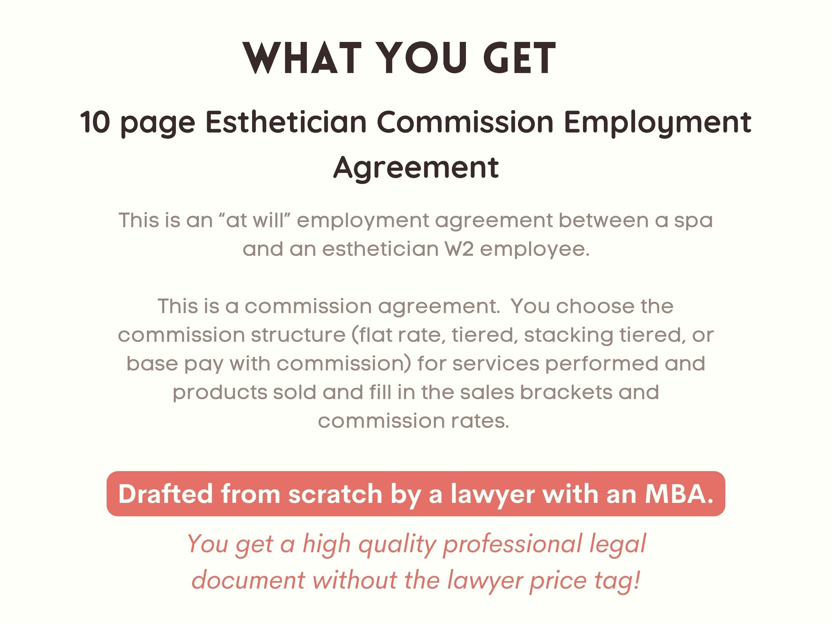 Esthetician Commission Agreement Aesthetician Employee Commission ...