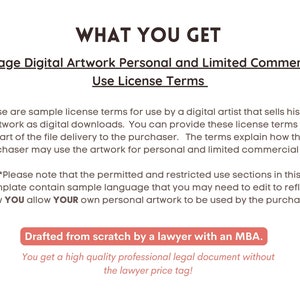 Limited Commercial Use Digital Download License Terms Template and ...