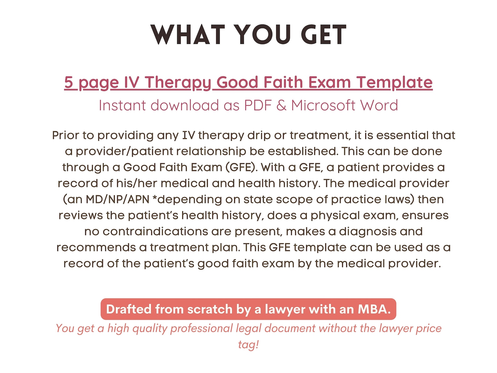 IV Therapy Good Faith Exam Template IV Drip Client Intake Form ...