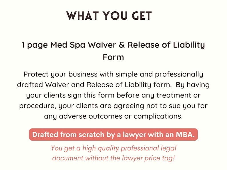 Med Spa Waiver and Release of Liability Medical Spa Client Waiver Form ...