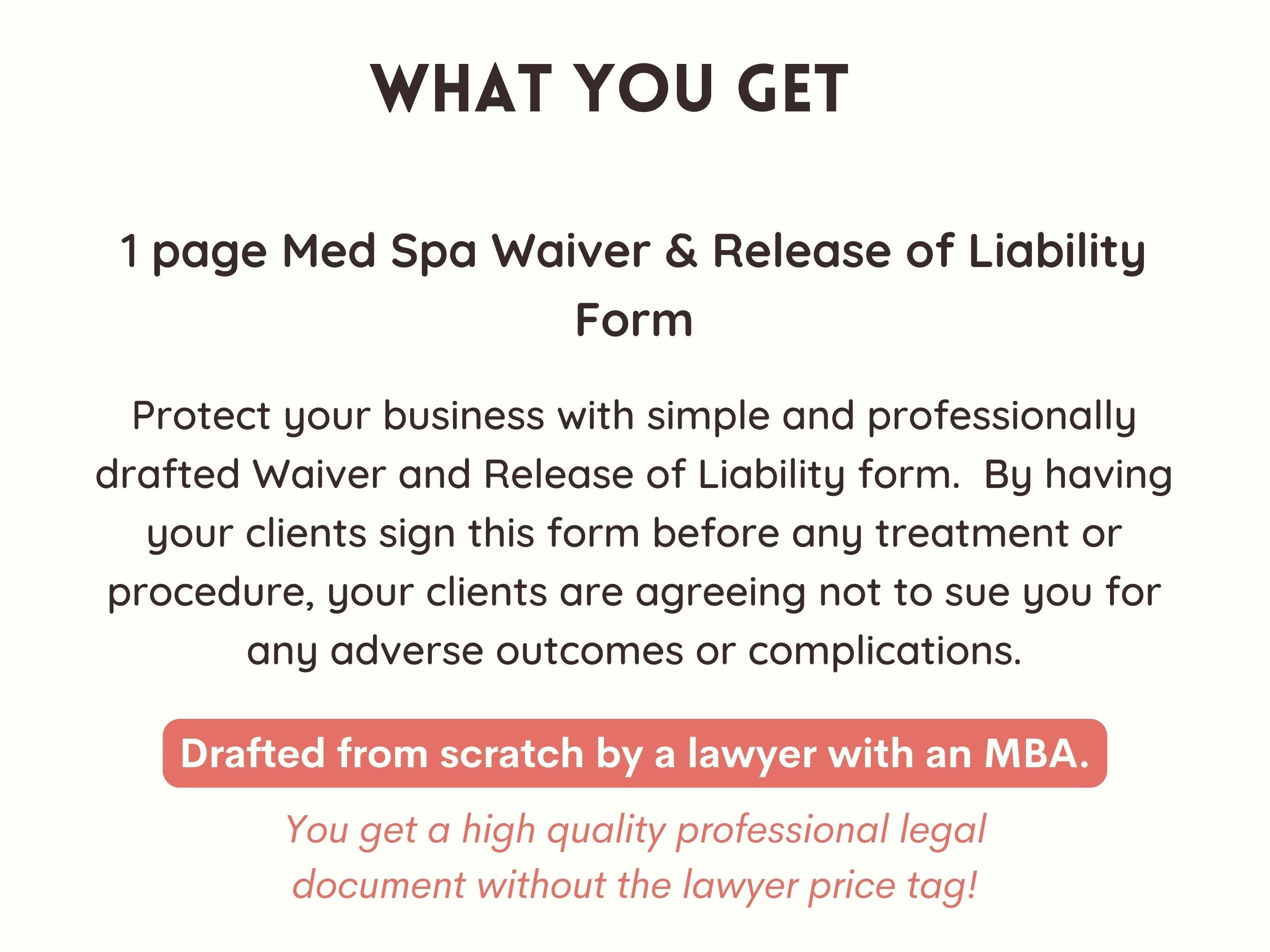 Med Spa Waiver and Release of Liability Medical Spa Client Waiver Form ...