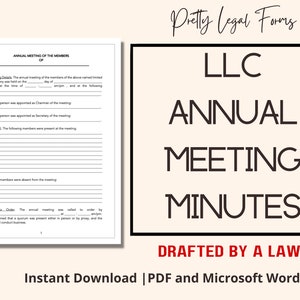 LLC Annual Meeting Minutes Template, Limited Liability Company Annual ...