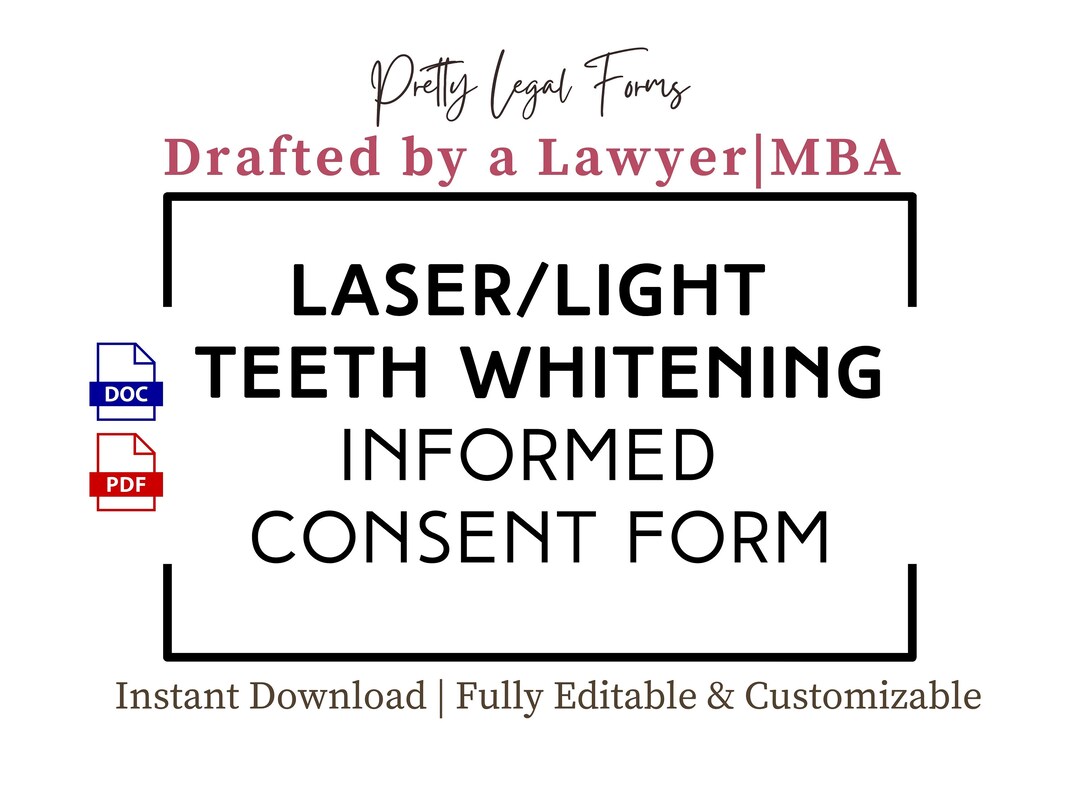 Teeth Whitening Consent Form, Laser Teeth Whitening Client Intake ...