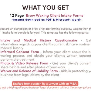 Brow Waxing Intake Forms Bundle Brow Artist Waxing Consent Form ...