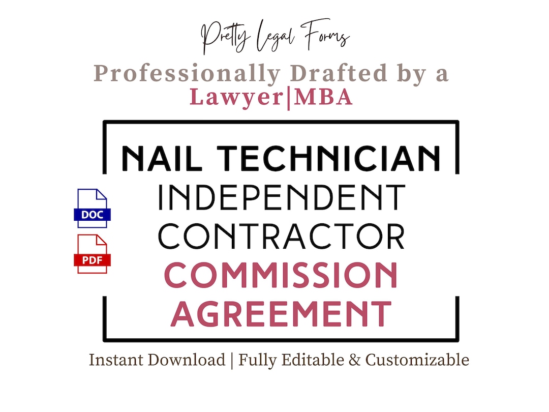 1099 Nail Tech Commission Contract Template Nail Salon Independent ...