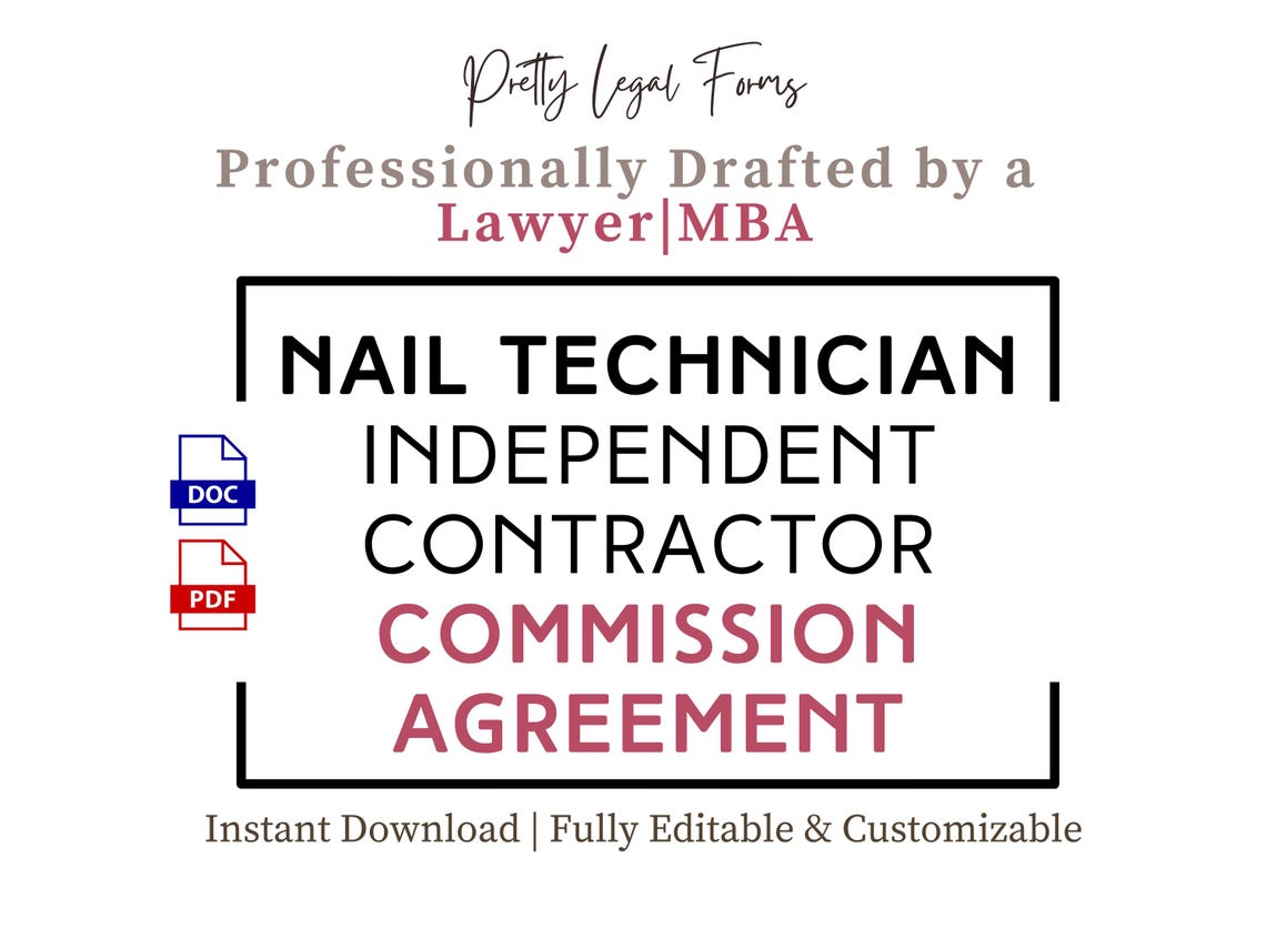 1099 Nail Tech Commission Contract Template Nail Salon Independent ...
