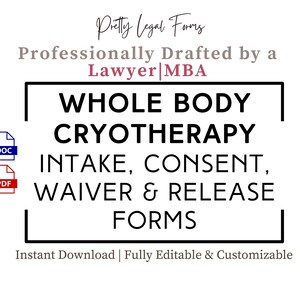 Whole Body Cryotherapy Intake Forms WBC Informed Consent Cryotherapy ...