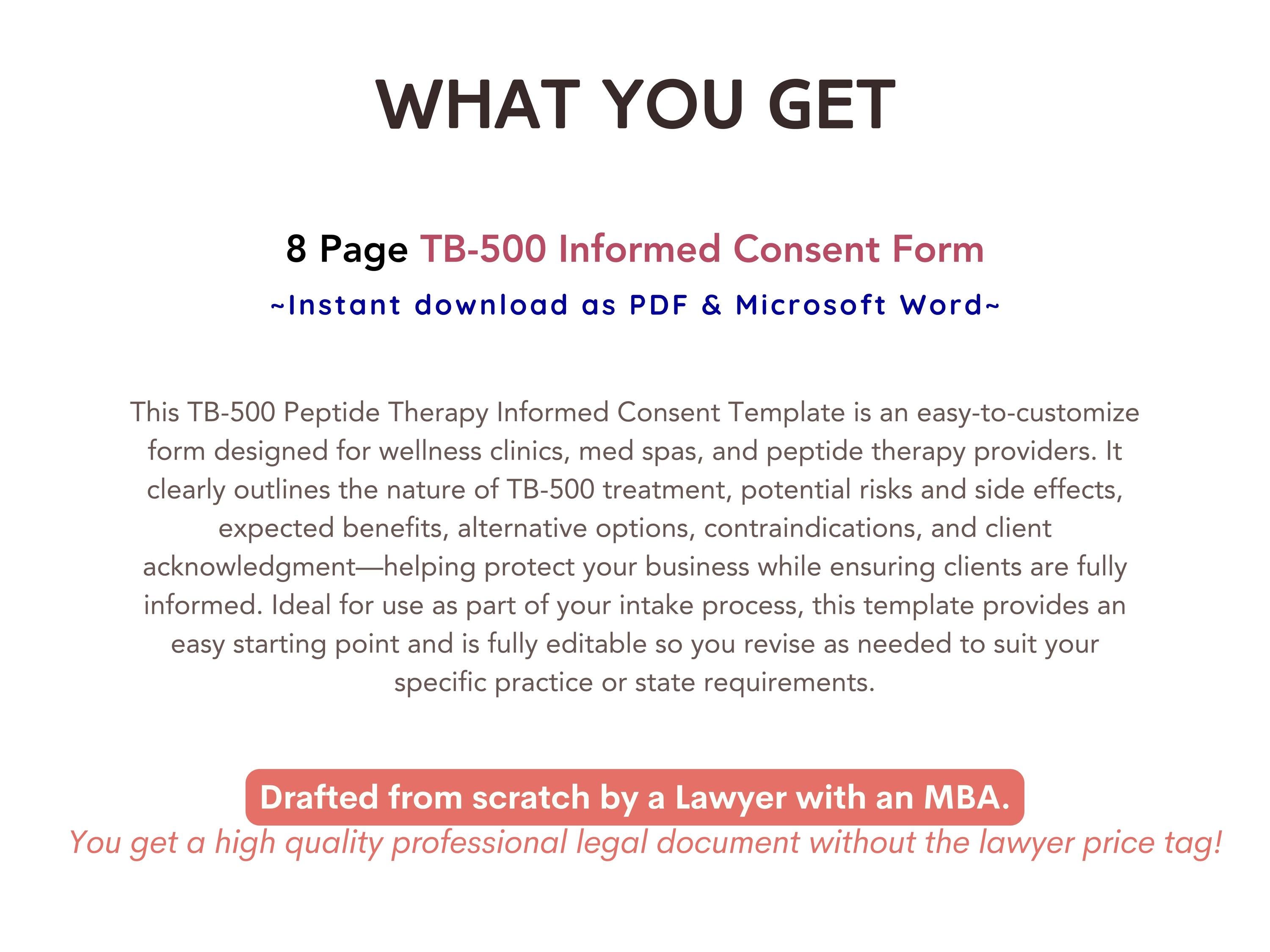 TB-500 Consent Form Peptide Therapy Informed Consent Template TB 500 ...