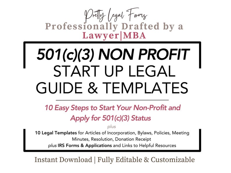 501c3 Non Profit Start up Guide Non-profit Corporation Templates ...