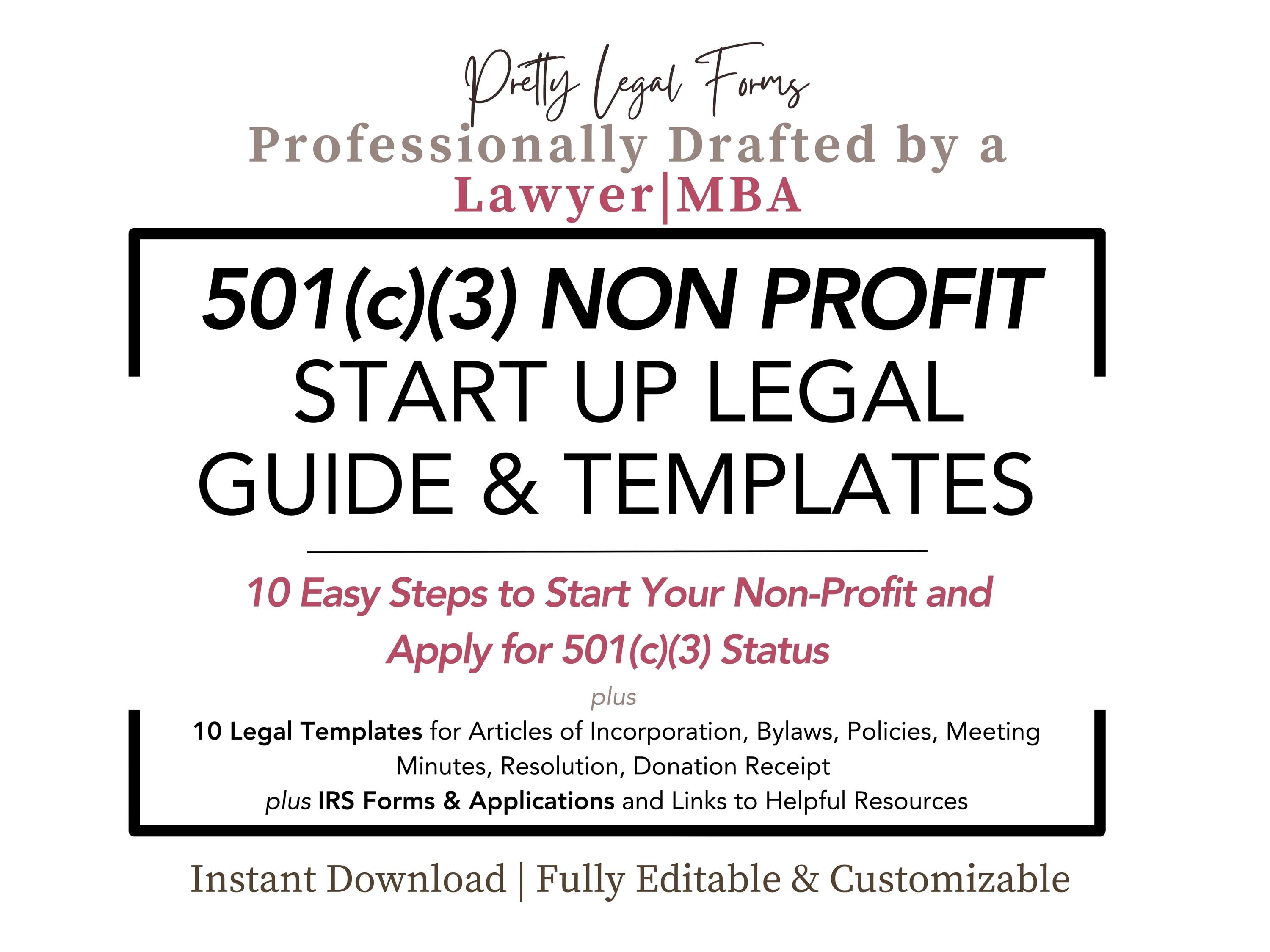501c3 Non Profit Start up Guide Non-profit Corporation Templates ...