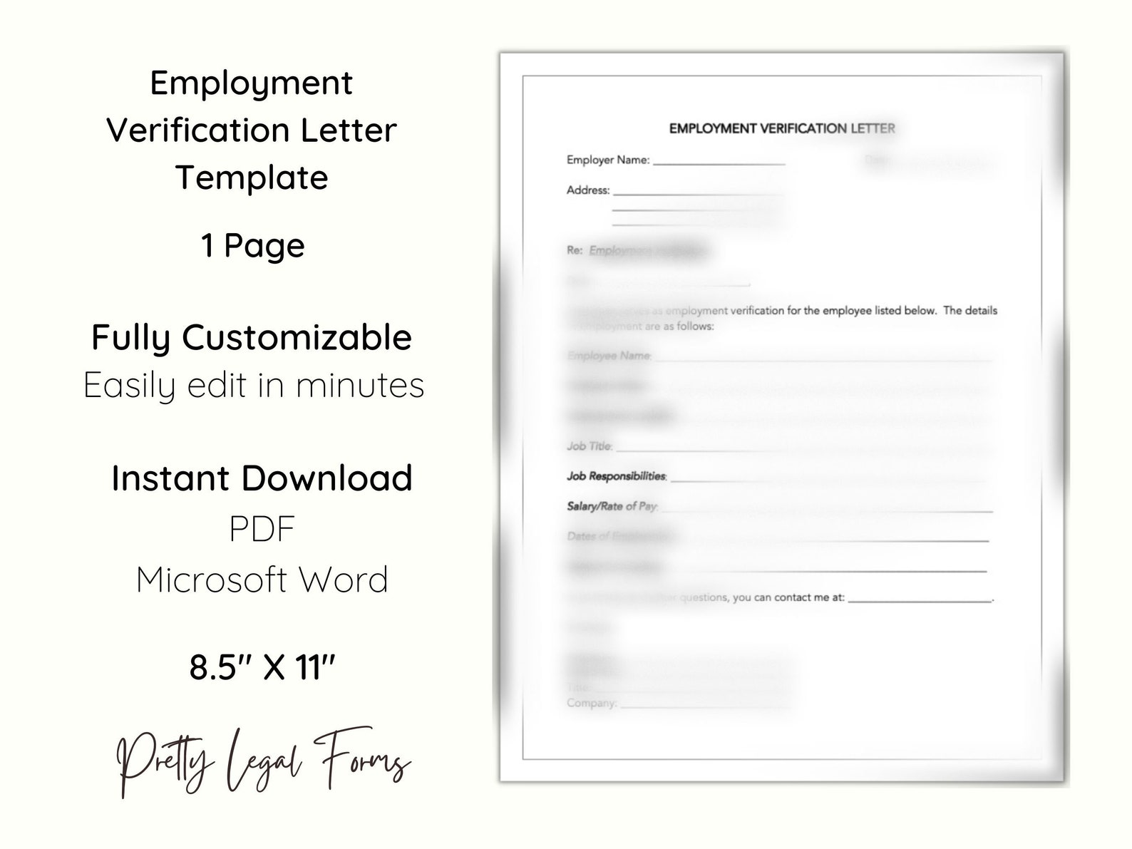 Employment Verification Letter Template Employee Verification Form HR ...