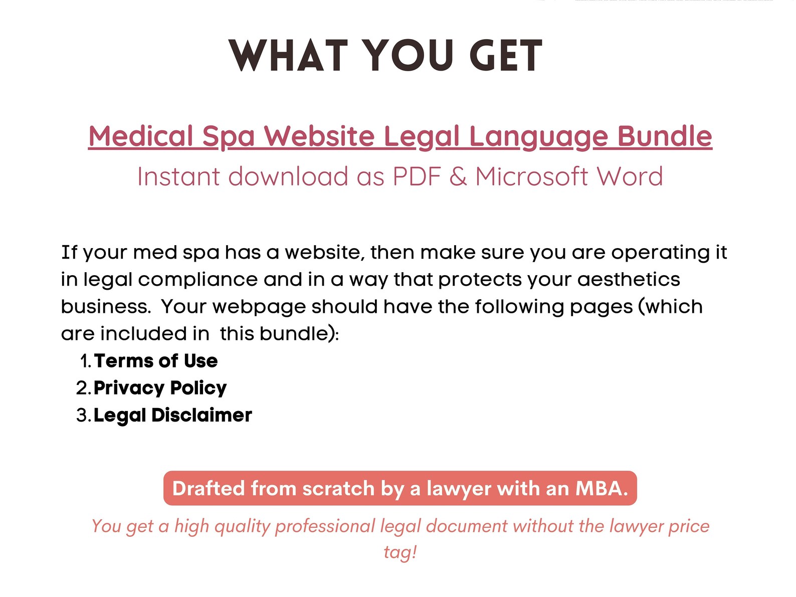 Medical Spa Website Legal Language Bundle Med Spa Terms of Use Privacy ...