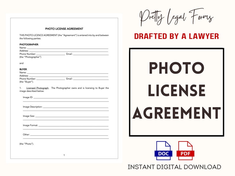 Photo License Agreement Contract Template | Digital Image License ...