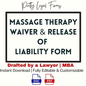 Massage Therapist Waiver Release of Liability Massage Therapy Client ...