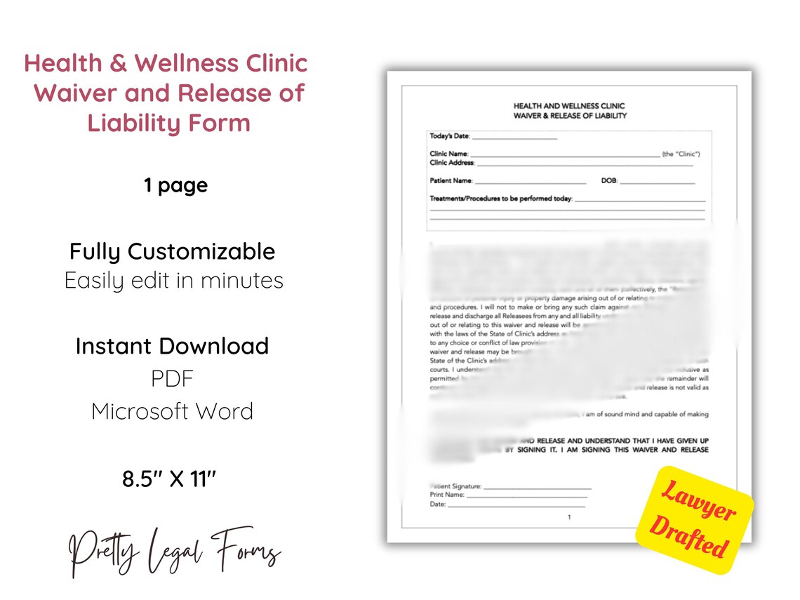 Health and Wellness Clinic Waiver and Release of Liability Holistic ...
