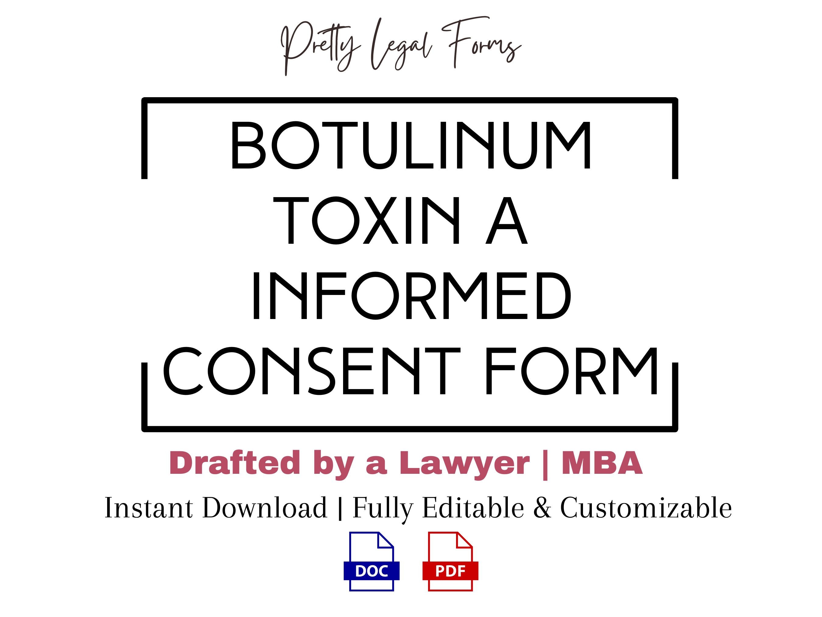 Botox Consent Form, Cosmetic Injector Informed Consent Form, Botulinum ...