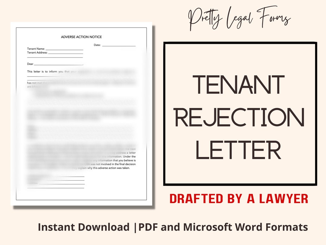 Tenant Rejection Letter, Tenant Denial Notice for Lease Application ...